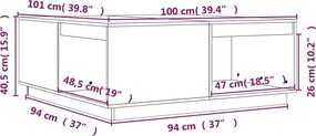 vidaXL Konferenční stolek 100x101x40,5 cm masivní borové dřevo [814523] Barva: Bílá