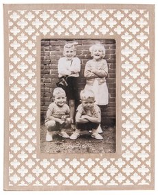 Hnědo bílý fotorámeček Ruud v boho stylu – 10x15 cm