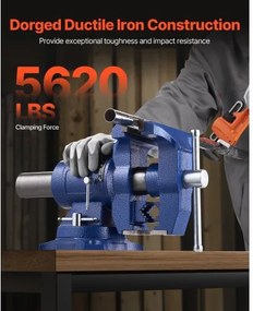 16,5 cm víceúčelový stolní svěrák Heavy Ductile Iron otočná základna 360°