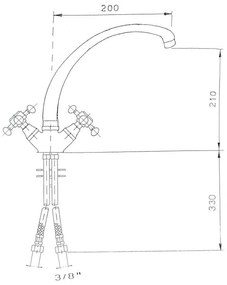 Reitano Rubinetteria, ANTEA stojánková dřezová baterie s vysokou hubicí, výška 265mm, chrom, 3111