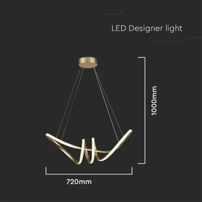 LED Lustr na lanku LED/24W/230V 3000K zlatá