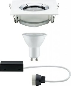 P 92904 Zápustné svítidlo LED Nova IP65 hranaté 7W GU10 bílá / chrom 1ks výklopné - PAULMANN