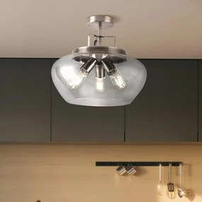 Searchlight 8973-3SS Stropní lustr BOULE SATIN čiré sklo