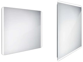 Nimco - Koupelnové podsvícené LED zrcadlo 90x70 cm, zaoblené, aluminium ZP 17019