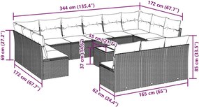 14dílná zahradní sedací souprava s poduškami černá polyratan 3250235