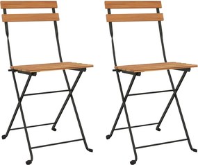 Skládací židle 2 ks, masivní dřevo, teak a ocel 319979