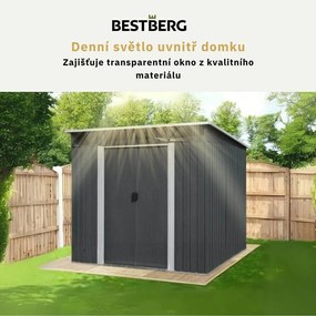 Zahradní domek BestBerg ZDSL-6S / 6,6 m² / 238 x 279 x 203 cm / světle šedá