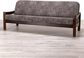 Bielastické potahy MARMO hnědé trojkřeslo s dřevěnými rukojeťmi (š. 150 - 200 cm)
