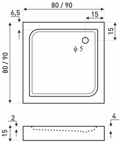 Novoterm Čtvercový sprchový kout NV-Madrid 80x80 chrom/transparent + vanička