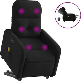 Elektrické zvedací masážní polohovací křeslo černé textil 3206824
