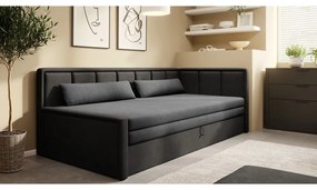 Tmavě šedá žinylková rozkládací/s úložným prostorem pohovka 214 cm Fulgeo – ELTAP