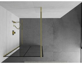 Mexen Kioto sprchová zástěna 90x200 cm 8 mm, zlatý profil, sklo černý vzor 1, 800-090-101-01-77