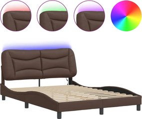 Rám postele s LED bez matrace Hvar hnědý 140 x 190 cm 3213929