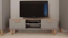TV stolek DENVER 120 cm šedý/dub hickory