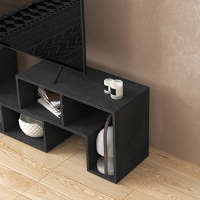 HOMCOM TV nábytek max. 75" modulární s 2 L-tvarovanými regály a obdélníkovým regálem, z dřeva, 134-180 x 30,5 x 44 cm, černý
