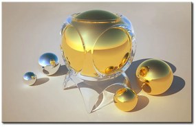 Obraz Vzor (1-dílný) - 3D abstrakce s motivem zlatých a stříbrných koulí