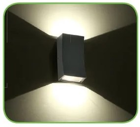 ACA Lighting Zahradní nástěnné LED svítidlo FER 6W/230V/3000K/180Lm/2 x 90°/IP65, tmavě šedé