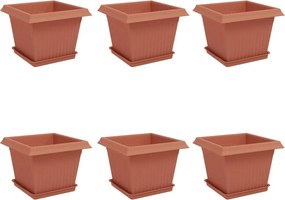 Květináče 6 ks Cihlově červená Plast 3403292