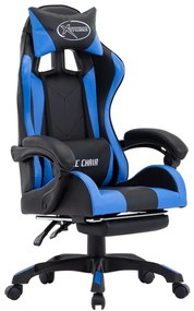 vidaXL Herní židle s podnožkou modrá a černá umělá kůže