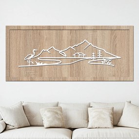 dřevo života Dřevěný obraz JEZERO Zvolte rozměr (cm): 60x26, Zvolte barvu dekoru: Dub Sonoma