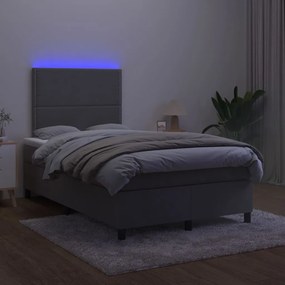 Box spring postel s matrací a LED tmavě šedá 120x200 cm samet 3136054