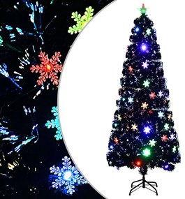 Vánoční strom s LED vločkami černý 240 cm optické vlákno,  328465 HangarStore.cz