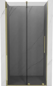 Mexen Velar, posuvné sprchové dveře do otvoru 110 cm, 8mm šedé sklo, zlatá lesklá, 871-110-000-41-50