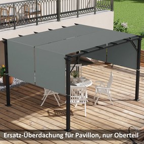 Náhradní střecha na pergolu s UV ochranou, markýza na zastřešení terasy pro pavilon 3 x 3 m, tmavě šedá