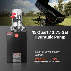 Hydraulický agregát 15 l, Maximální přetlak 22 MPa a průtok 3,4 l/min VEVOR