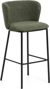 Tmavě zelená čalouněná barová židle (výška sedáku 75 cm) Ciselia – Kave Home