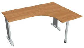 Stůl ergo oblouk levý 160×120 cm - Hobis Flex FE 60 L Dekor stolové desky: olše, Barva nohou: Stříbrná