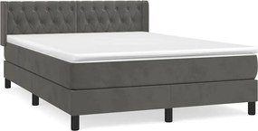 Box spring postel s matrací tmavě šedý 140 x 190 cm samet 3131136