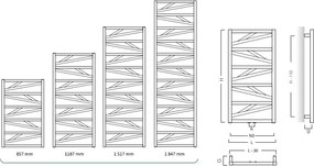 Hopa TRICK 530 x 1187 mm RADTRK501235 koupelnový radiátor