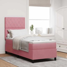 Postel s boxspringem s matrací s čelo Růžová 80 x 200 cm samet 3339733