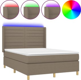 Box spring postel s matrací a LED taupe 140x200 cm textil 3138961