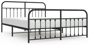 Kovový rám postele s hlavovým a nožním čelem černý 180 x 200 cm,  352600