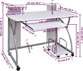 vidaXL Počítačový stůl 110 x 52 x 88,5 cm kompozitní dřevo [20584] Barva: Černá