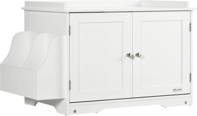 PawHut Kočičí Záchod Kabinet s Magnetickými Dveřmi, Kočičí Dům s Úložným Prostorem pro Střední Kočky 86 x 48 x 52 cm Bílý | Aosom