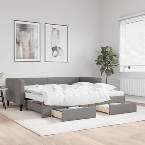 Válenda s přistýlkou a zásuvkami tmavě šedá 90 x 200 cm textil 3196633