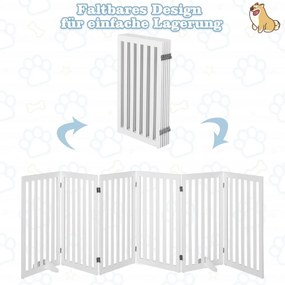Costway Zábrana pro psy 89 cm vysoká 4 Ochranné dřevěné panely skládací bílá (6