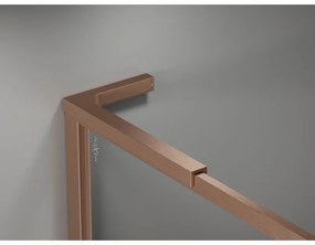 Mexen, Mexen Kioto-F L sprchová stěna s rámem 100 x 202 cm, průhledná 8 mm, broušená měď - 800-100-174-65-00