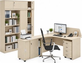 Sestava kancelářského nábytku MIRELLI, typ C, nástavba, bříza