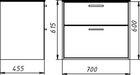 Lavedo Afina Grey/Wotan Oak 70 koupelnová skříňka s přípravou pro libovolné umyvadlo