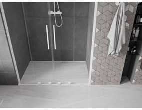 Mexen Velar L Duo, posuvné sprchové dveře do otvoru 140 cm, 8mm čiré sklo, bílá matná, 871-140-003-02-20