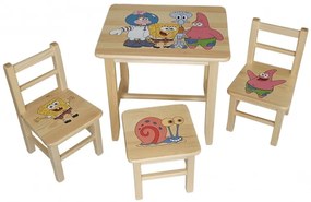 Drew-mix Dětský stůl ze dřeva se židličkami SpongeBob Vzor 26