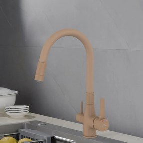 Invena Magic, stojánková dřezová baterie s flexibilním ramenem a filtrem na pitnou vodu, béžová matná, INV-BZ-02-F03-V