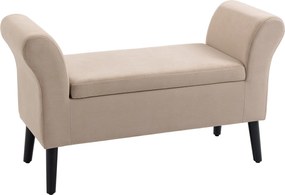 HOMCOM Čalouněná lavička s úložným prostorem a podložkou pro předsíň a ložnici, sametová polyester 111,5 x 41 x 65 cm béžová | Aosom