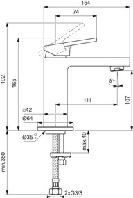 Ideal Standard Extra - Umyvadlová baterie bez odtokové garnitury, kartáčovaná zlatá BD501A2