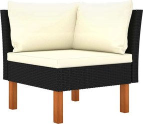 vidaXL Rohová sedačka polyratan a masivní eukalyptové dřevo [315763] Barva: Černá
