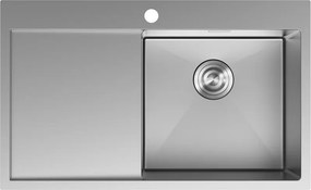 Mexen Exar nerezový dřez 1-komorový s odkapávačem, pravý 780 x 480 mm, inox - 6434781010P-01